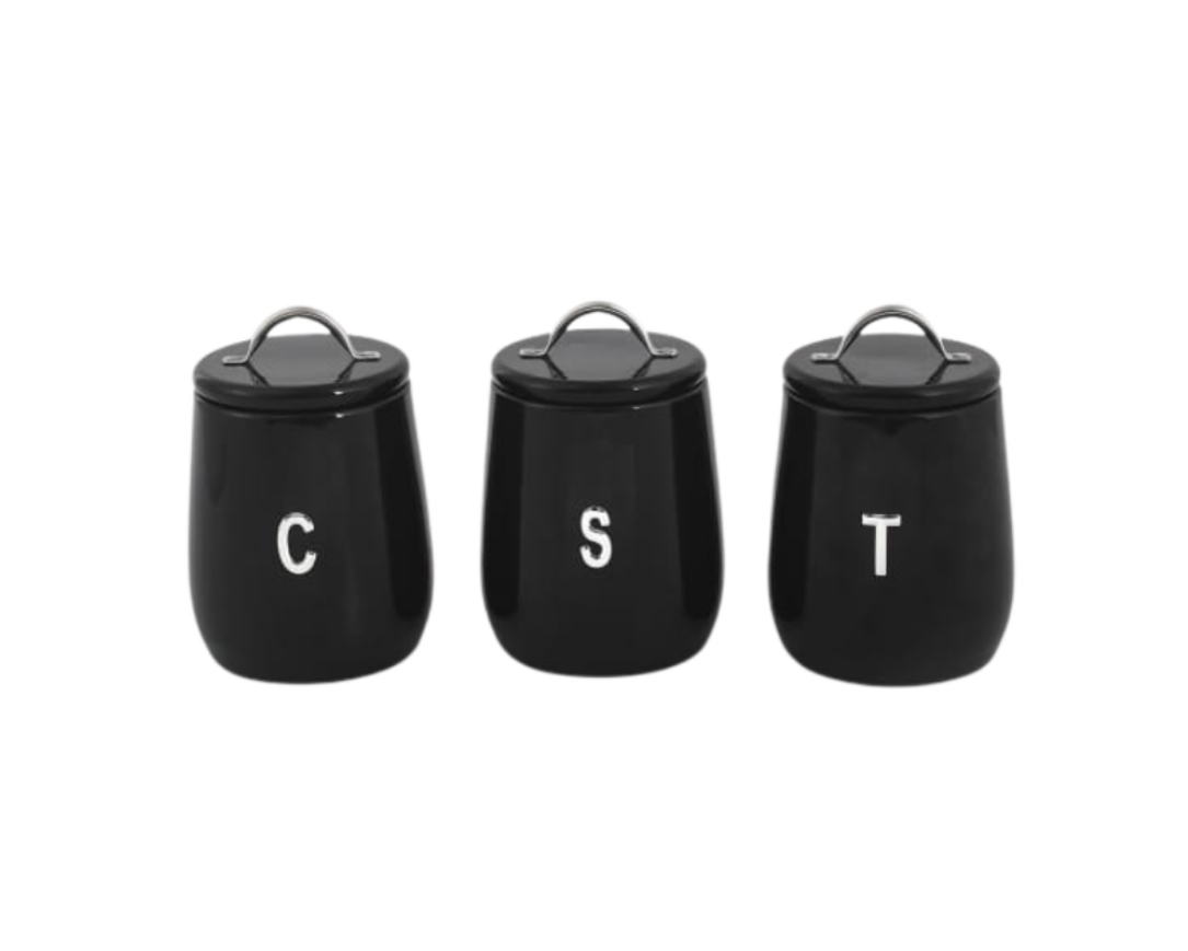 Verge Bread Box With 3 Pieces Canisters – Black – Adams