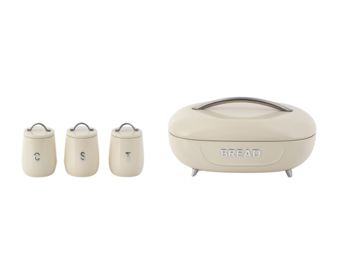 Verge Bread Box With 3 Pieces Canisters – Cream – Adams