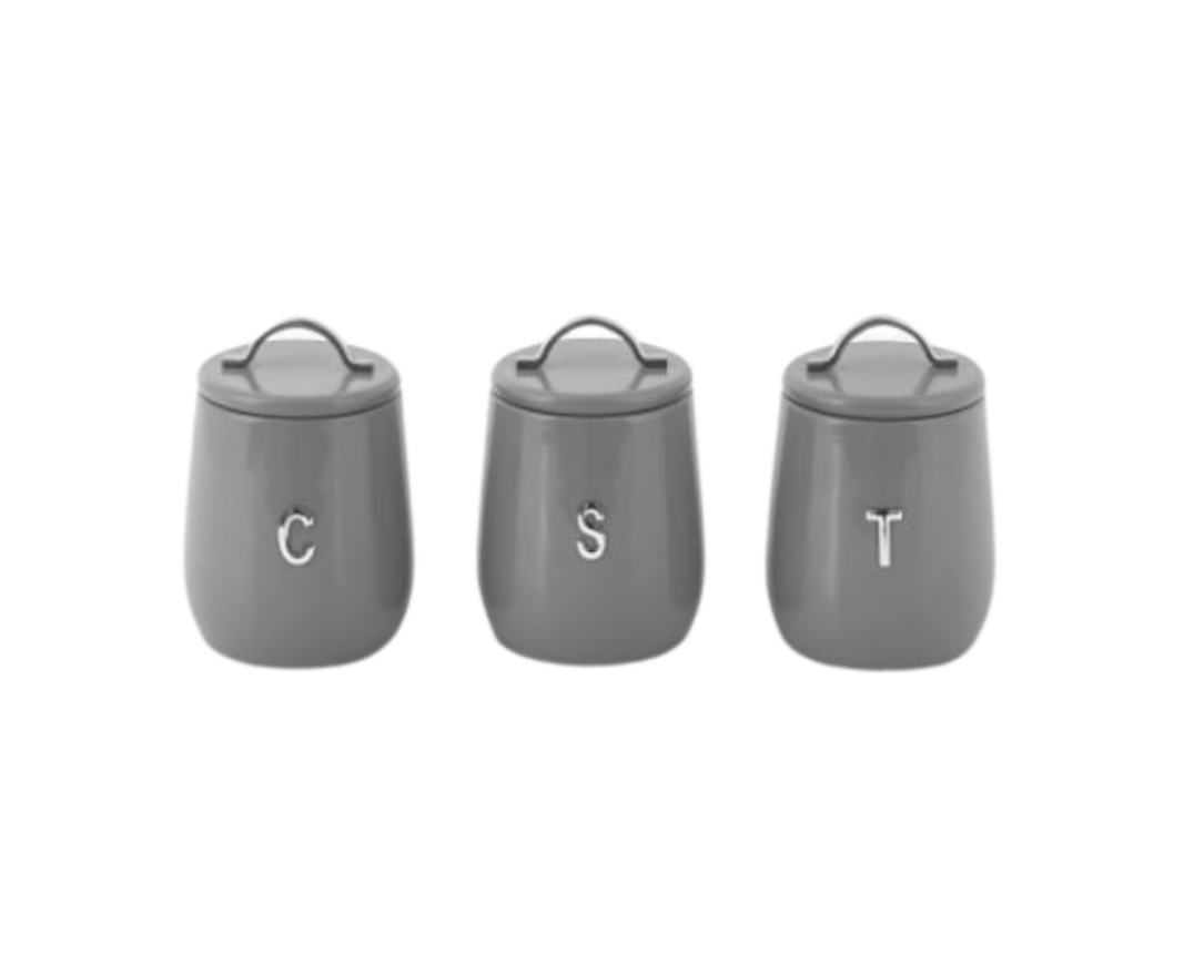 Verge Bread Box With 3 Pieces Canisters – Grey – Adams
