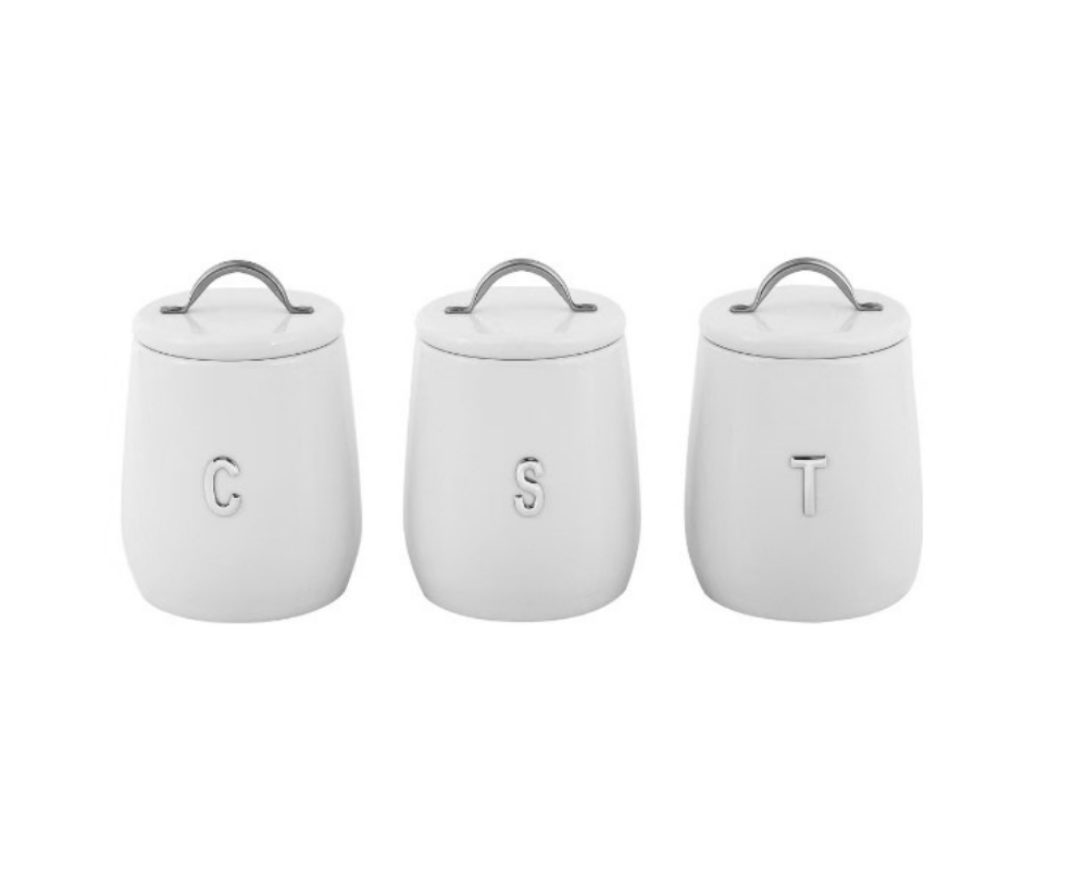 Verge Bread Box With 3 Pieces Canisters – White – Adams