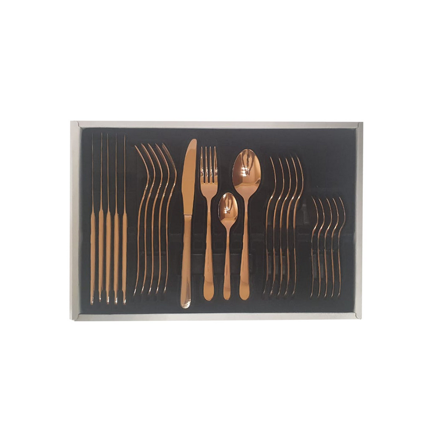Table Pride Rose Gold Stainless Steel Cutlery 24-Piece – Adams