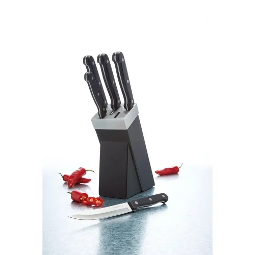 Kitchen Craft Knife Block 5pc – Black – Adams